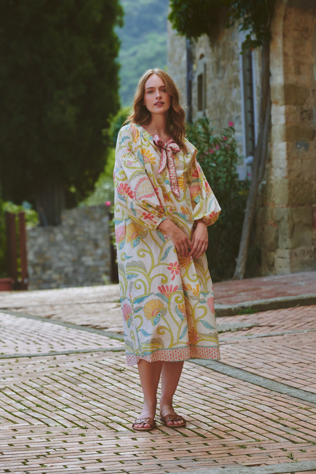 Giant Kantha Lime Tie Dress – One Hundred Stars