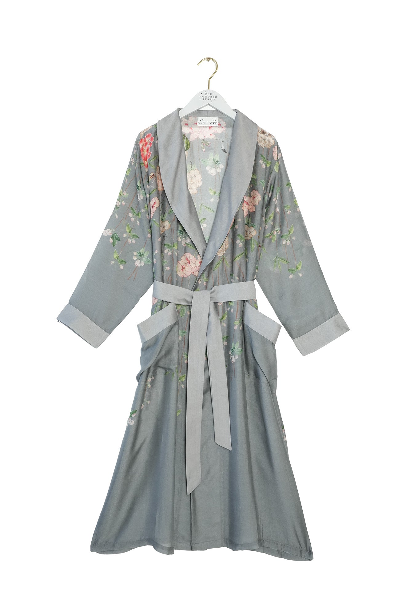 Trailing Blossom Grey Gown – One Hundred Stars
